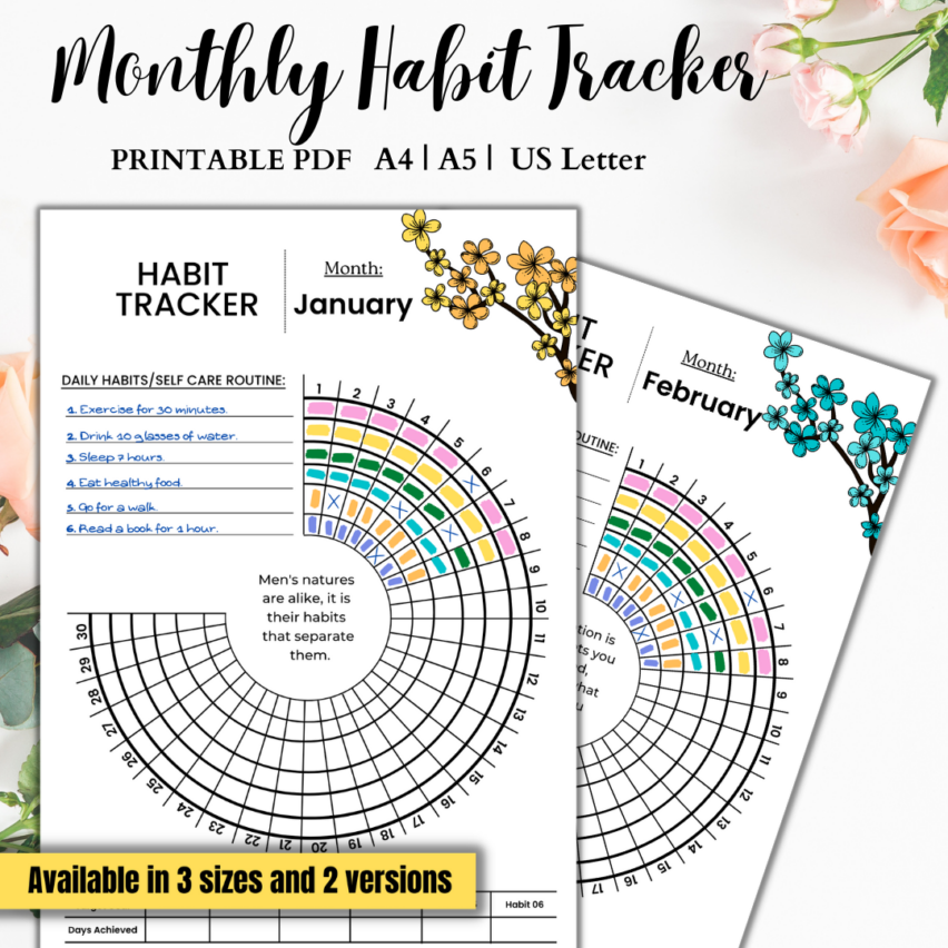 Free Daily Habit Tracker | Printable Tracker | Round Habit Tracker ...